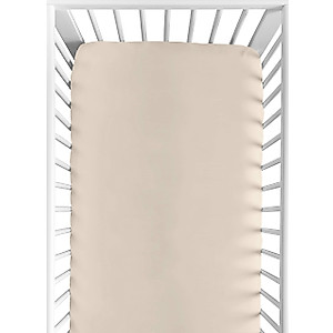 Sweet Jojo Designs Taupe Girl or Boy Fitted Crib Sheet Baby or Toddler Bed Nursery - Solid Color Cotton Gender Neutral for Boho Desert Sun Mountain Collection