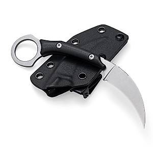 OOULORE Fixed Blade Knife, D2 Stonewashed Steel Blade G10 Handle, Tactical EDC sharp Claw Knife, Utility Knife for Outdoor Survival Hiking Camping with Kydex Sheath OK1213 (Silver)