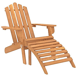 Tidyard Patio Adirondack Chair with Footrest Solid Wood Acacia Outdoor Fire Pit Chair Wooden Garden Armchair for Porch Pool Lawn Deck Backyard Balcony Outdoor