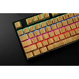 Rare 87 Keys Top Printed Doubleshot Backlit Keycap ANSI OEM Key Cap for Cherry MX Gaming Mechanical Keyboard (Yellow