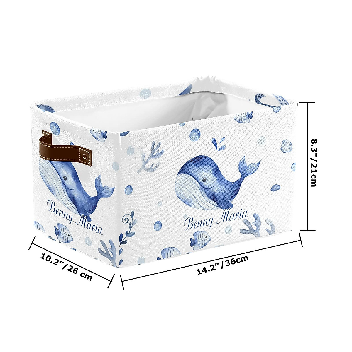 Whale Octopus Fish Personalized Storage Bins Custom Baskets Cubes Organizer With Handle for Home Nursery Supplies Clothes Toy 1 Pack