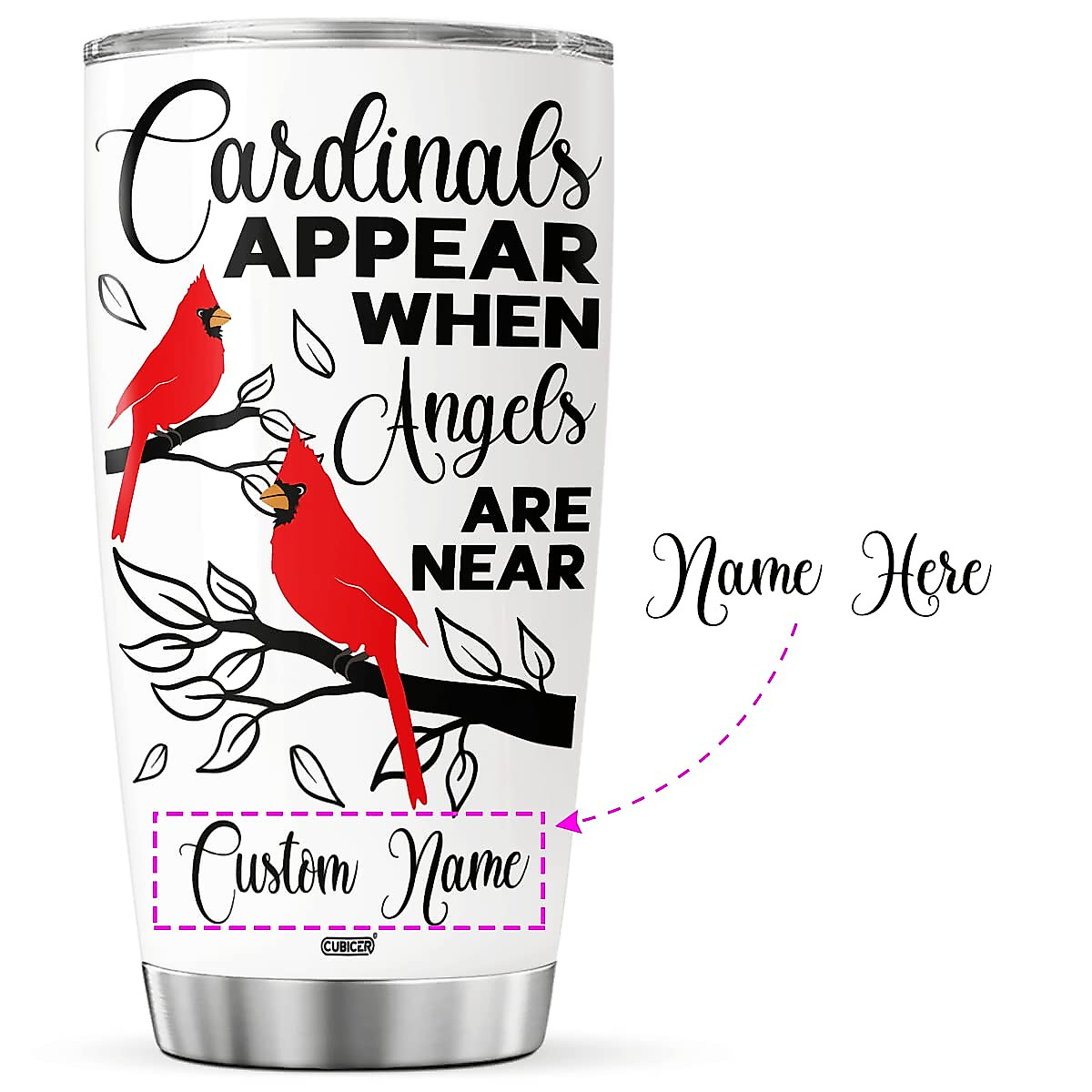 CUBICER Personalized Insulated Coffee Tumblers Hot Cold Drinks Religious Travel Cup With Lid Birthday Gifts For Adults Women Christian Cardinal Stainless Steel Double Wall Tumbler