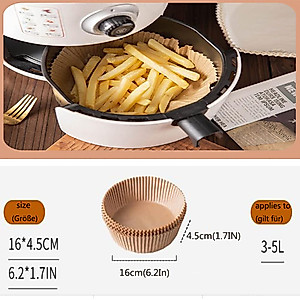 50 Pcs 6.3 inch Air Fryer Disposable Paper Liner,Large Non-stick Disposable Water-Proof,Food Grade Baking Paper for Air Fryer Accessories,Steamer,Bakeware, Roasting Microwave
