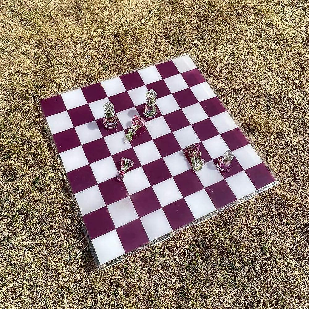 RESINWORLD 12 inches XL Large Checkers Chess Board Mold for Resin, Full Size 3D Silicone Chess Piece Mold for Epoxy Resin, Chess Resin Mold Set, Chess Board Game Mold