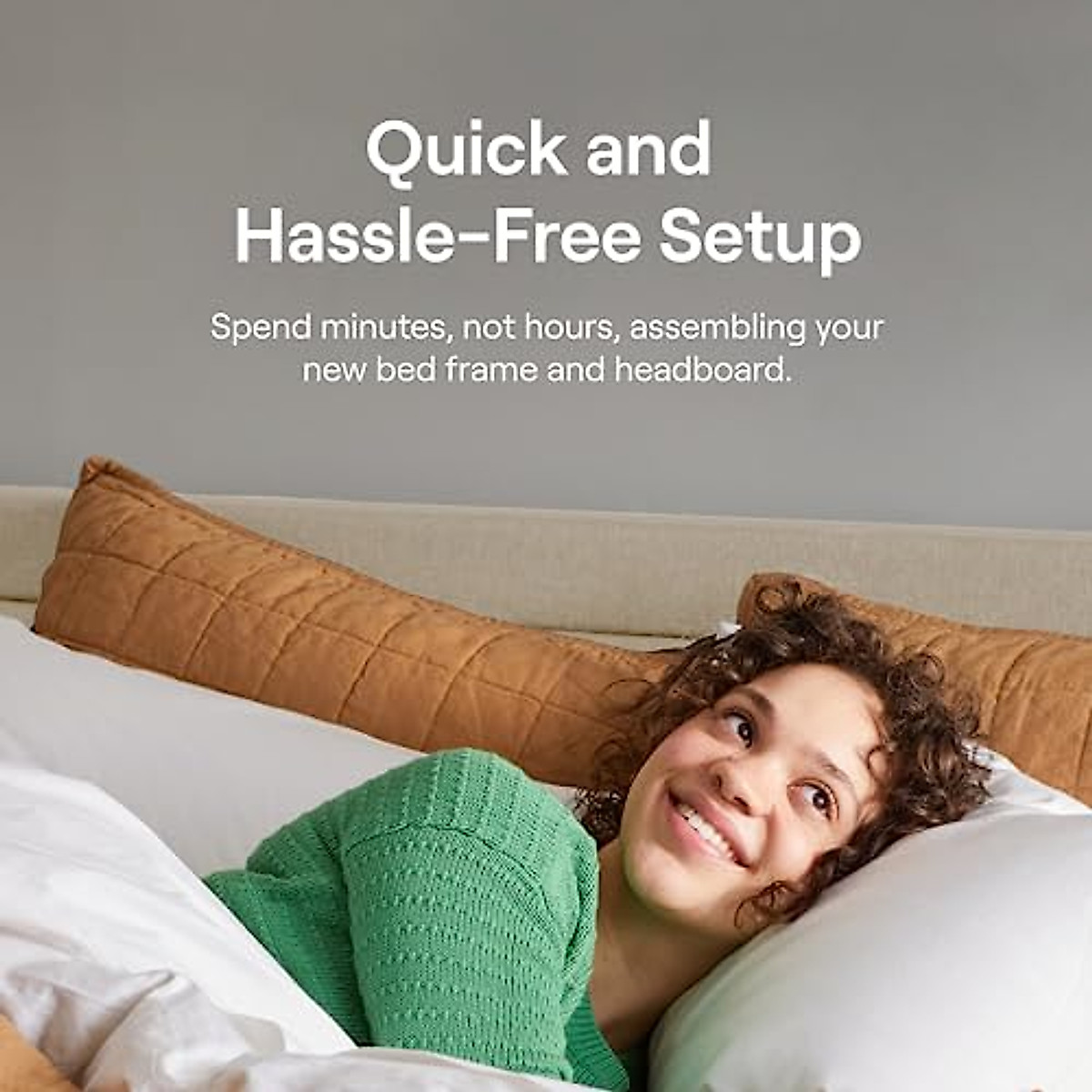 Nectar Bed Frame & Headboard - Linen - Full - 8 Inch Legs and Sturdy Wooden Slats for Support - Contemporary and Durable Upholstery - Holds Up to 700 Pounds - Easy Assembly