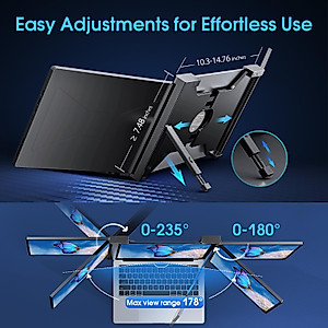 FOPO 12" Triple Portable Monitor 1080P FHD IPS Triple Monitor Extender, Triple Screen for Laptop of 13"-14.1", Compatible with Windows/Mac, Connect with USB-C/HDMI(Not for M1 M2 Chip, Chromebook)-S12