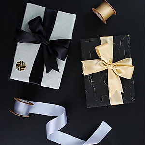 1-1/2" Wide Double Faced Black Polyester Satin Ribbon for Crafts, Wedding, Gift Wrapping, Bow Making,Party Decoration, Christmas Tree Deco (25 Yards)