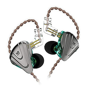 in-Ear Monitors,　KZ ZSX 1DD+5BA Hybrid HiFi Stereo Noise Isolating Sport IEM Earphones/Earbuds/Headphones with Detachable Cable (Without MIC, Cyan)