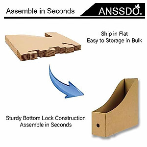 12 Pack Cardboard Magazine Holder Premium Magazine File Holder Brown Magazine Organizer, Magazine Storage Box, Large Volume Magazine File Organizer as Book Bins or Folder Holder for Desk (Brown)