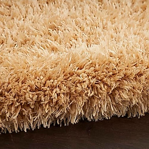 Nourison Lush Shag Modern & Contemporary Gold 7'10" x 9'10" Area -Rug, Easy -Cleaning, Non Shedding, Bed Room, Living Room, Dining Room, Kitchen (8x10)" }