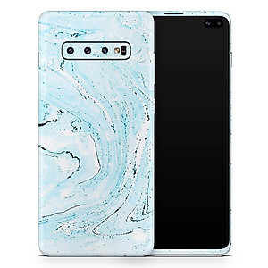 DesignSkinz Ocean Blue Textured Marble Protective Vinyl Decal Wrap Skin Cover Compatible with The Samsung Galaxy S20 (Screen Trim & Back Glass Skin)