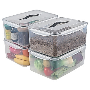 Gainhope 4 Packs Large Airtight Food Storage Containers with Silicone Gasket Sealing Lid, 16 L / 546 Oz, Plastic Storage Bins Boxes for Bread, Rice, Flour, Dog Cat Bird and Other Pet Food