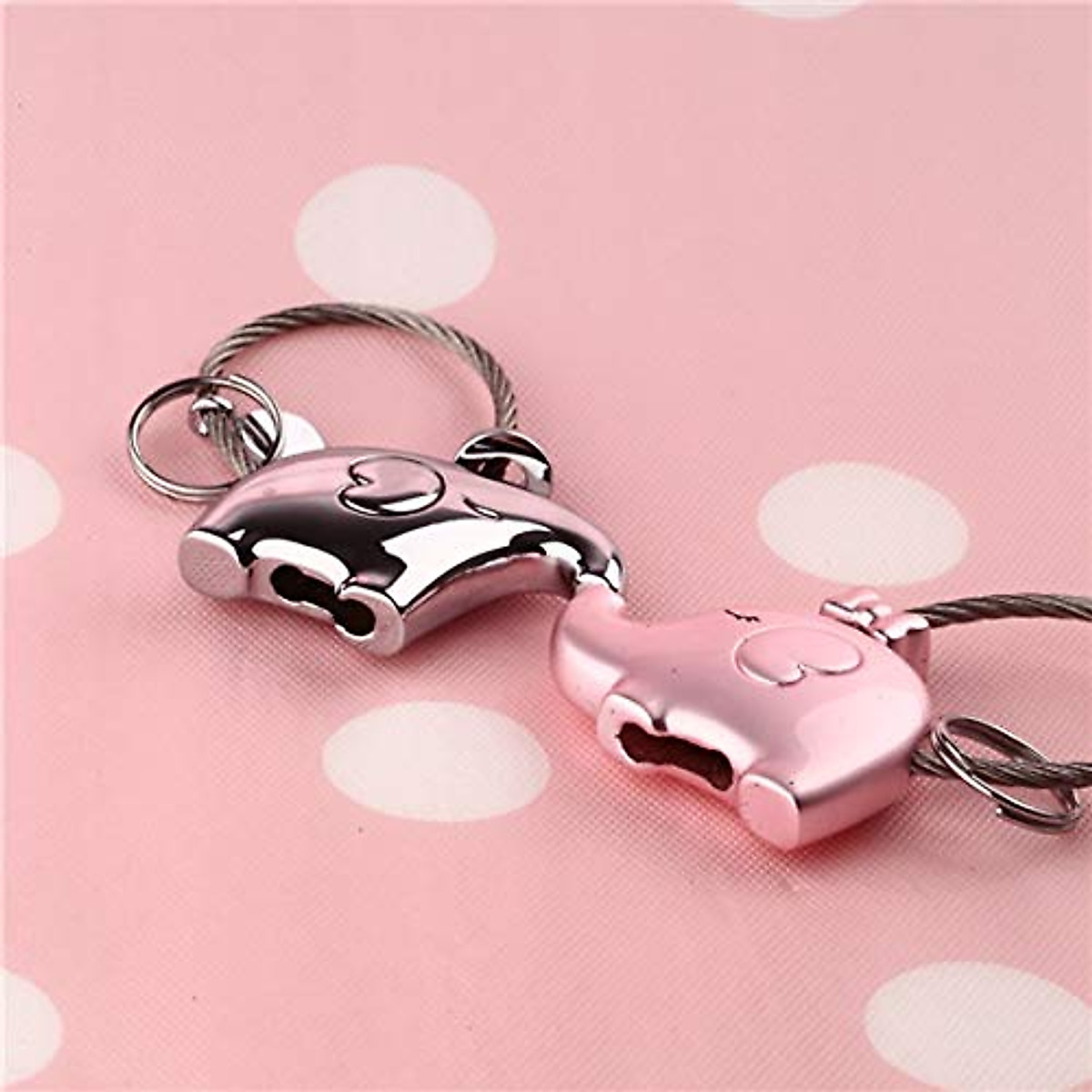 MILESI Original Fantastic Kissing Elephant Couples Keychains Birthday Valentines Gifts Cute Charm Set Couple Gift(black-gold)