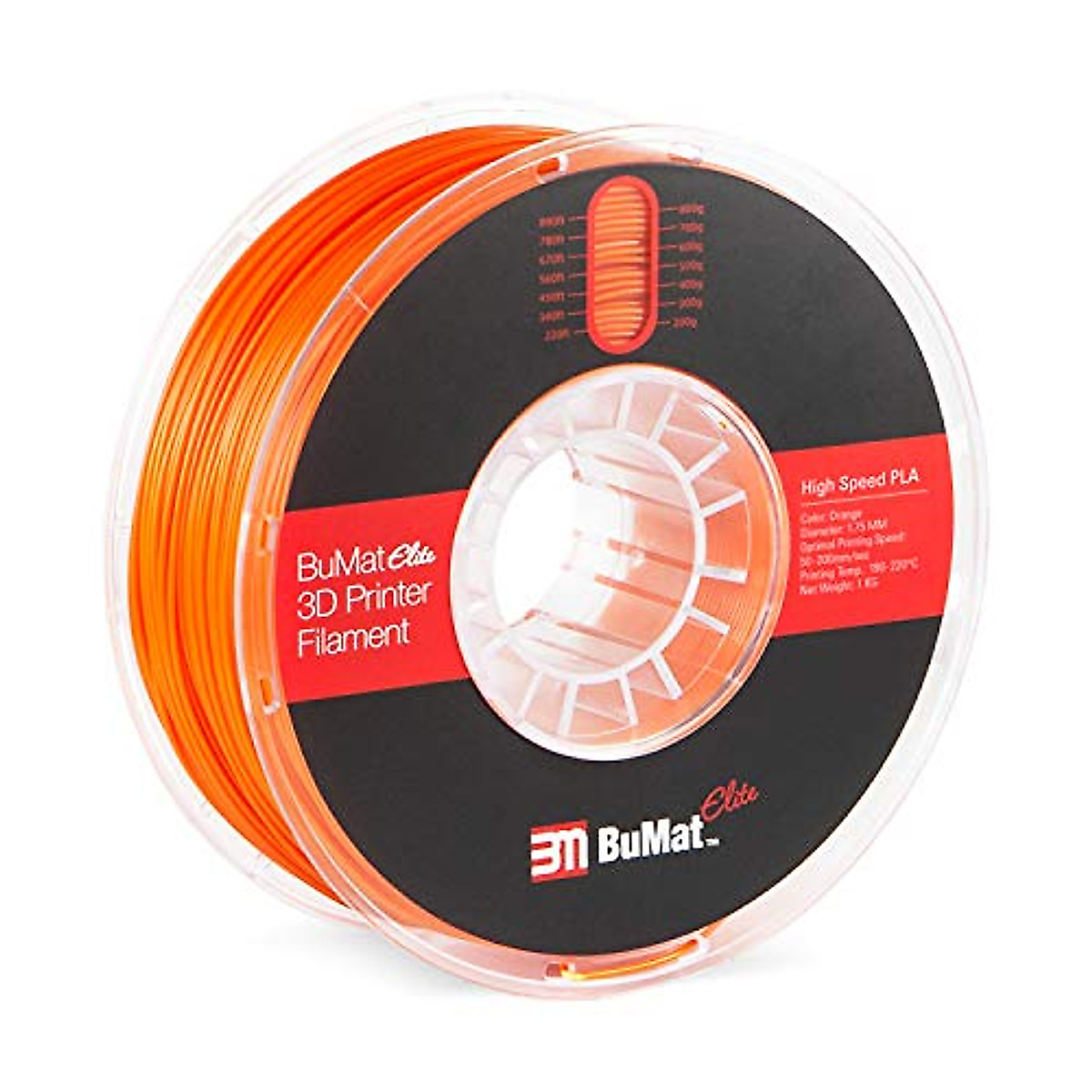 BUMAT Elite High Speed PLA 3D Printer Filament, 1.75mm (Orange), 1kg Spool (2.2lbs), Guaranteed Fresh, Dimensional Accuracy +/- 0.02mm, Tangle-Free, Fits Most FDM Printers [Risk-Free]