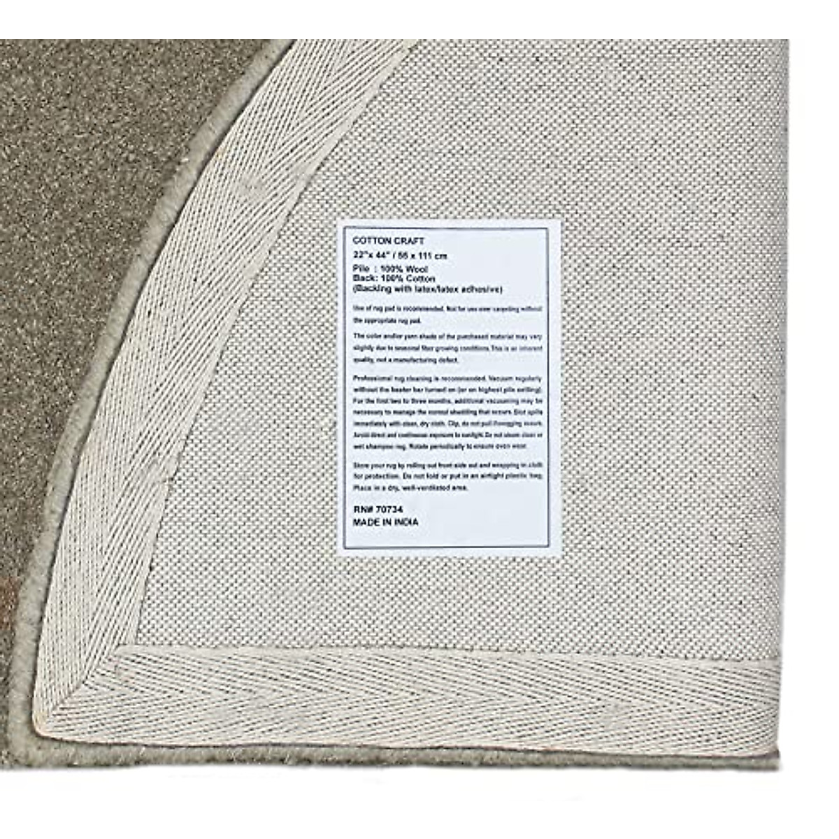 COTTON CRAFT Pure Wool Fireplace Rug - Half Moon Hearth Area Rug Carpet - Fire Resistant Hand-Tufted Fireplace Mat - Entryway Cabin Kitchen Anti Fatigue Half Round Accent Rug - 22 X 44 - Natural Tan