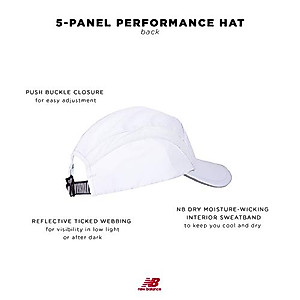 New Balance Men's and Women's 5-Panel Moisture Wicking Performance Hat, One Size, White