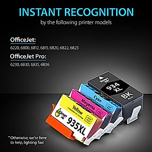 Smart Ink Compatible Ink Cartridge Replacement for HP 934 XL 935XL 934XL 935 High Yield 4 Combo Pack (Black & C/M/Y) to use with Officejet 6220 6812 6815 6820 Officejet Pro 6230 6830 6835 Printers