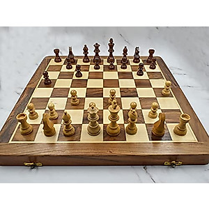 STORE INDYA Handmade Premium Wooden Magnetic Folding Chess Board Set with Storage Box -12 Inch| Travel Chess Board Game |Tournament Chess Set| Strategy Educational Board Games for Kids Adults Teens