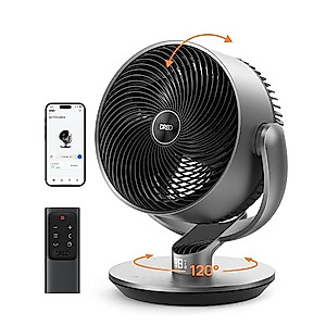Dreo Smart Fans for Bedroom, 11 Inch, 25dB Quiet DC Room Fan with Remote, 120°+90° Oscillating Fan, 6 Modes, 9 Speeds, 12H Timer,Works Alexa/Google/WiFi/Voice Control, Silver, Oversize (DR-HAF004S)