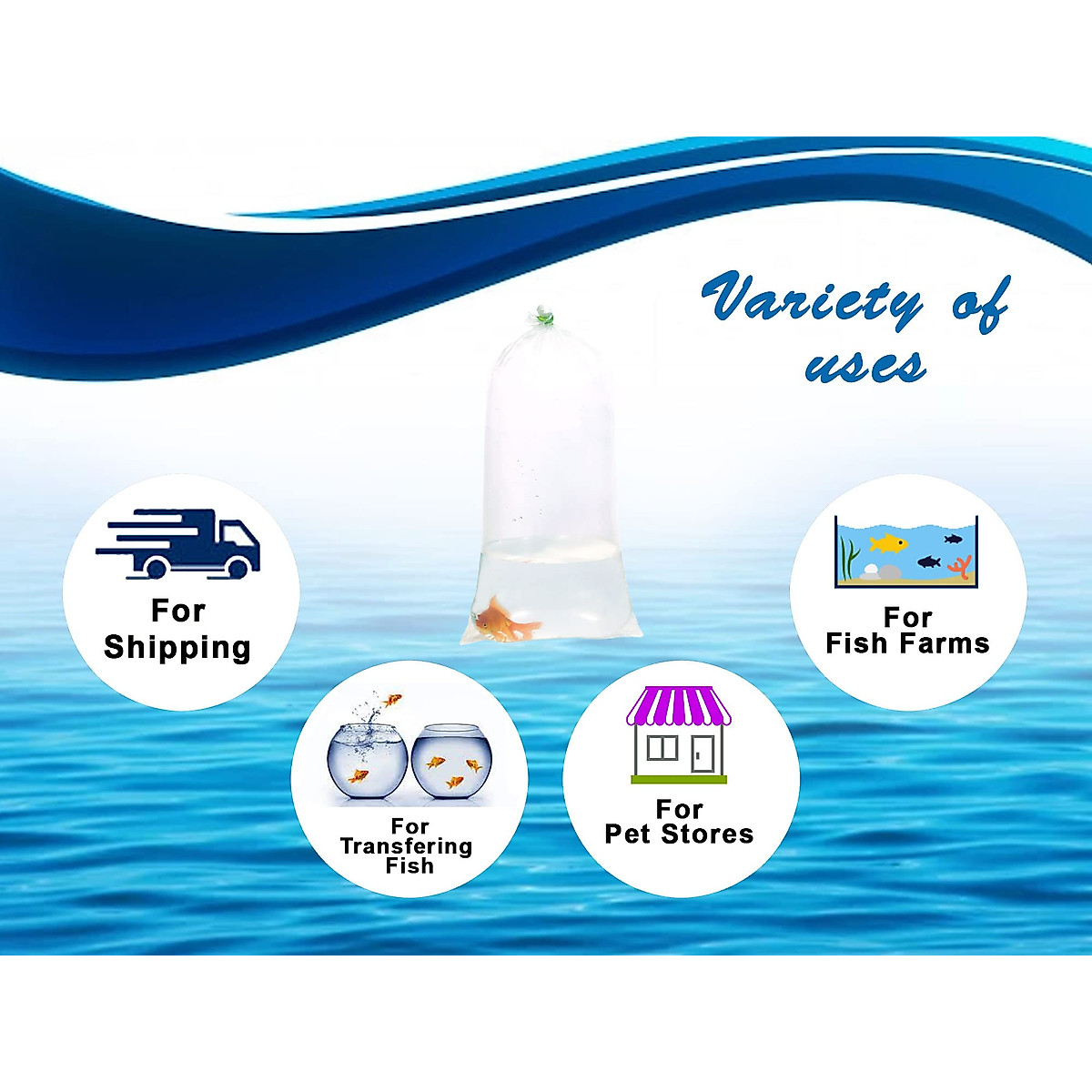 ALFA FISHERY BAGS Round Corners Bottom Leak Proof Clear Plastic Fish Bags Size 10 Inches for Marine & Tropical Fish Transport 2 mil. (10" x 24" / 100 Pack)