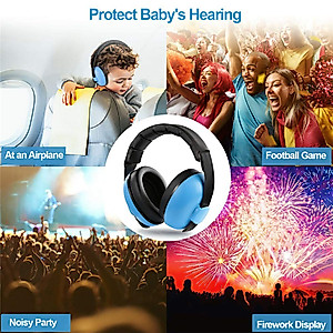 Kids Noise Cancelling Headphones, Toddlers Hearing Protection Earmuff, for Sleeping, Airplane, Theater, Fireworks (Blue)