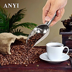 Metal Ice Scoop 2.4 Ounces, Popcorn Scoop, Dog Food Scoop, Small Stainless Steel Ice scooper for Ice Maker Ice Bucket Kitchen Freezer Bar Party Wedding, Heavy Duty, Dishwasher Safe (1Pack, Silver)