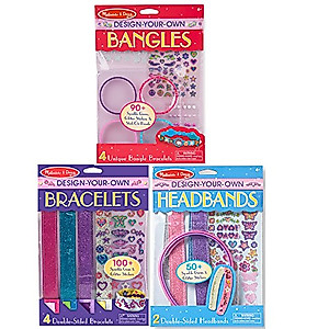 Melissa & Doug Design-Your-Own Jewelry-Making Kits - Bangles, Headbands, and Bracelets - DIY , Decorate With Stickers, Crafting Set For Kids Ages 4+