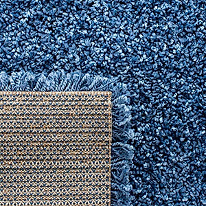 SAFAVIEH Evolution Shag Collection 4' x 6' Blue EVO520M Solid Non-Shedding Living Room Bedroom Dining Room Entryway Plush 1.8-inch Thick Area Rug