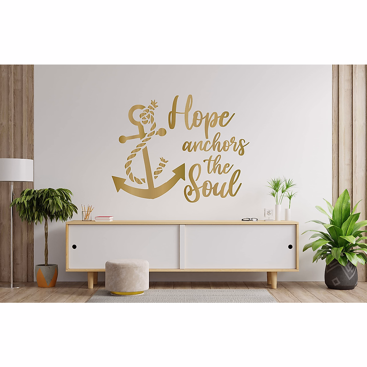 Hope Customized Vinyl Wall Decal - Customized Nautical Inspirational Quote - Hope Anchors The Soul With Anchor Silhouette - Home Decoration for Family Room, Nursery, Bedroom, or Beach House - Removable Sticker