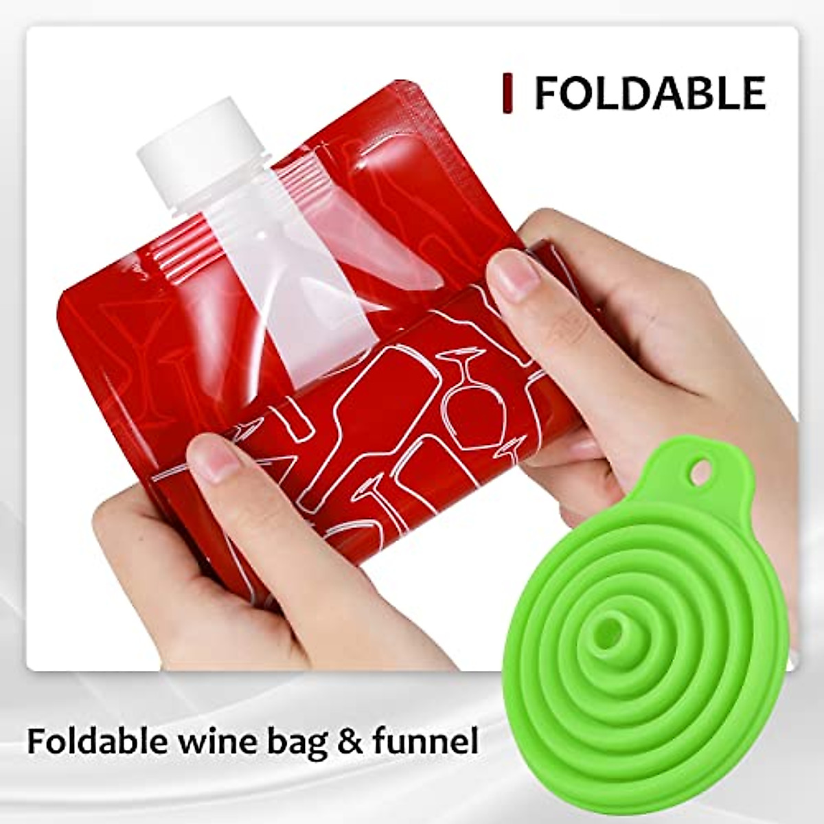 Foldable Wine Bag,Portable Wine Bottle Bag Flask, 12 Pack Collapsible Liquid Leak Proof Flask Holder,Reusable Wine pouch for Gift Travel Camping BBQ Party Beach Hiking Home Kitchen(750ml)
