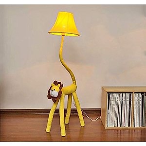 LITFAD Dimmable Floor Lamp Cartoon Lion Design 51" Tall Standing Light Modern Floor Light with Fabric Shade for Kids Room / Bedroom,Yellow