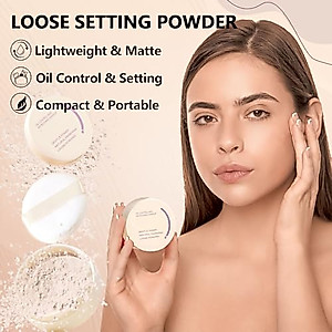 JCOOS Airbrush Foundation, Silk Airbrush Spray Foundation Full Coverage Foundation Makeup Primer Face Matte Foundation Kit Setting Powder, Foundation Brush, Natural Finish Lightweight Christmas Gifts