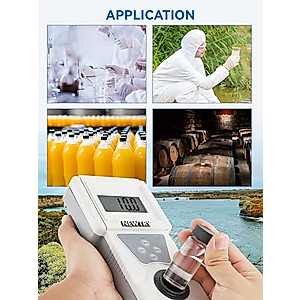 NEWTRY Turbidity Meter, Portable Digital Water Turbidimeter, ISO7027 Compliant, Accuracy 0.1, 0-200NTU, LCD with Backlight, for Lab Water Treatment Plant Wine Industry