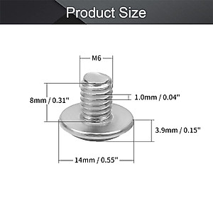 MroMax 15Pcs M6 x 8mm Truss Head Phillips Machine Screw, 304 Stainless Steel (A2-70), Fully Thread, Metric Silver Gray Truss Cross Head Screws Bolts for Home Small Appliance Electronic Instrument