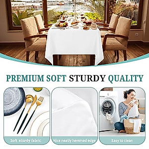 Pesonlook 12 Pack White Tablecloth-60 x 126Inch Rectangle Tablecloth Polyester Table Cloth for 8 Feet Rectangle Tables,Washable Fabric Table Cover for Wedding/Buffet Party/Dining Table/Events