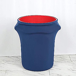 Balsa Circle 41-50 gallons Navy Blue Stretchable Spandex Round Waste Trash Bin Container Cover Wedding Party Fundraiser Decorations