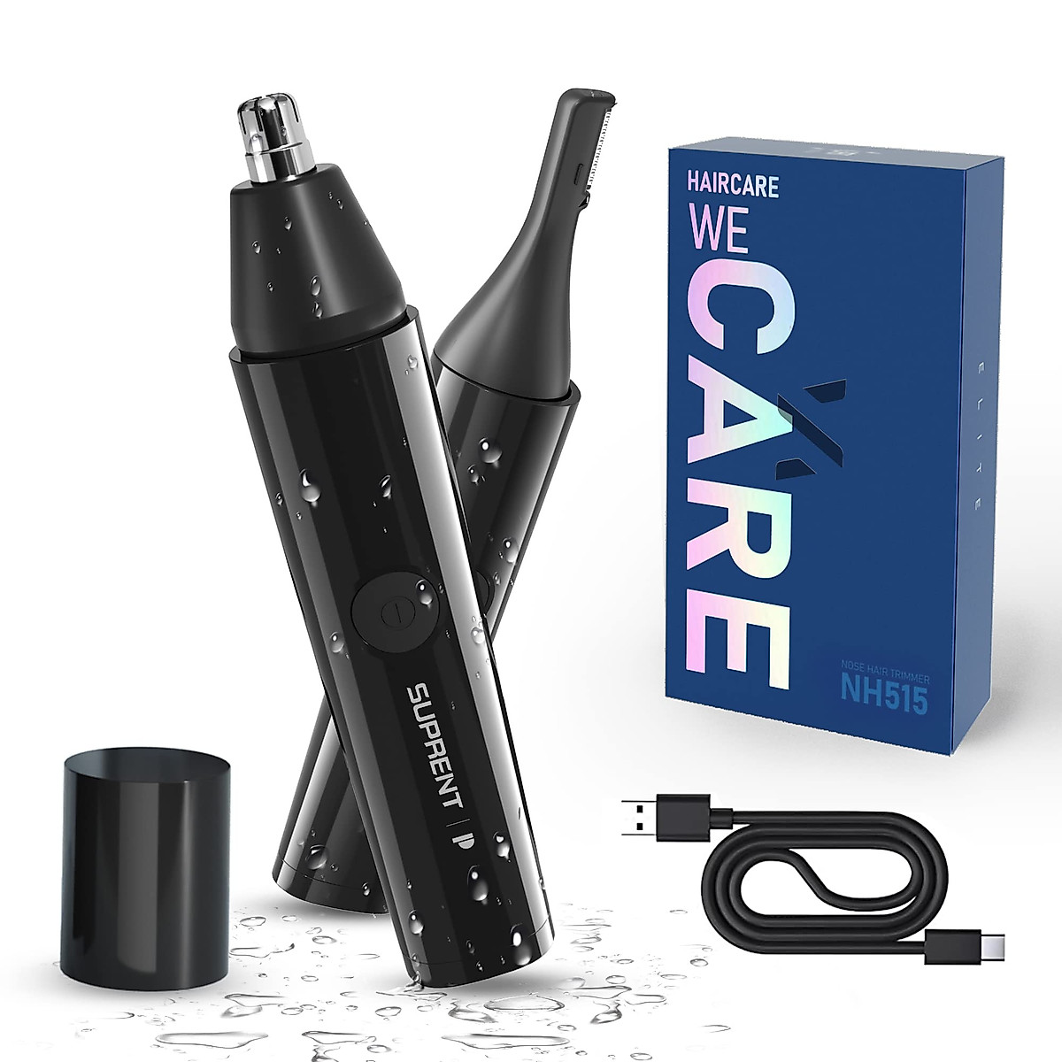 SUPRENT Rechargeable USB-C Nose Trimmer - Nose Ear Hair Trimmer for Men with IPX7 Waterproof Wet/Dry- Precision & Painless Eyebrow & Facial Hair Trimmer Kit (New Version)