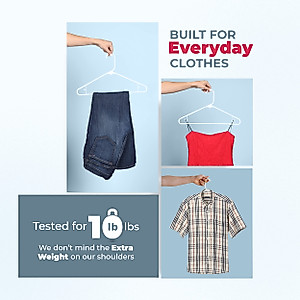 Made in USA Strong Plastic Clothes Hangers Bulk, 20 30 50 100 Pack Available, Laundry Clothes Hanger, Coat Hangers Plastic, Heavy Duty Plastic Hanger for Closet and Clothing Hangars (60pk White)