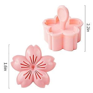 5Pcs/Set Cookie Mold Stampers Cherry Blossom Pastry/Fondant Cutters Flower-Shape Hand Pressure Pastry Mould for Sakula Cookies, Sugarcraft Cake Decoration, Polymer Clay, Chocolate (Pink)