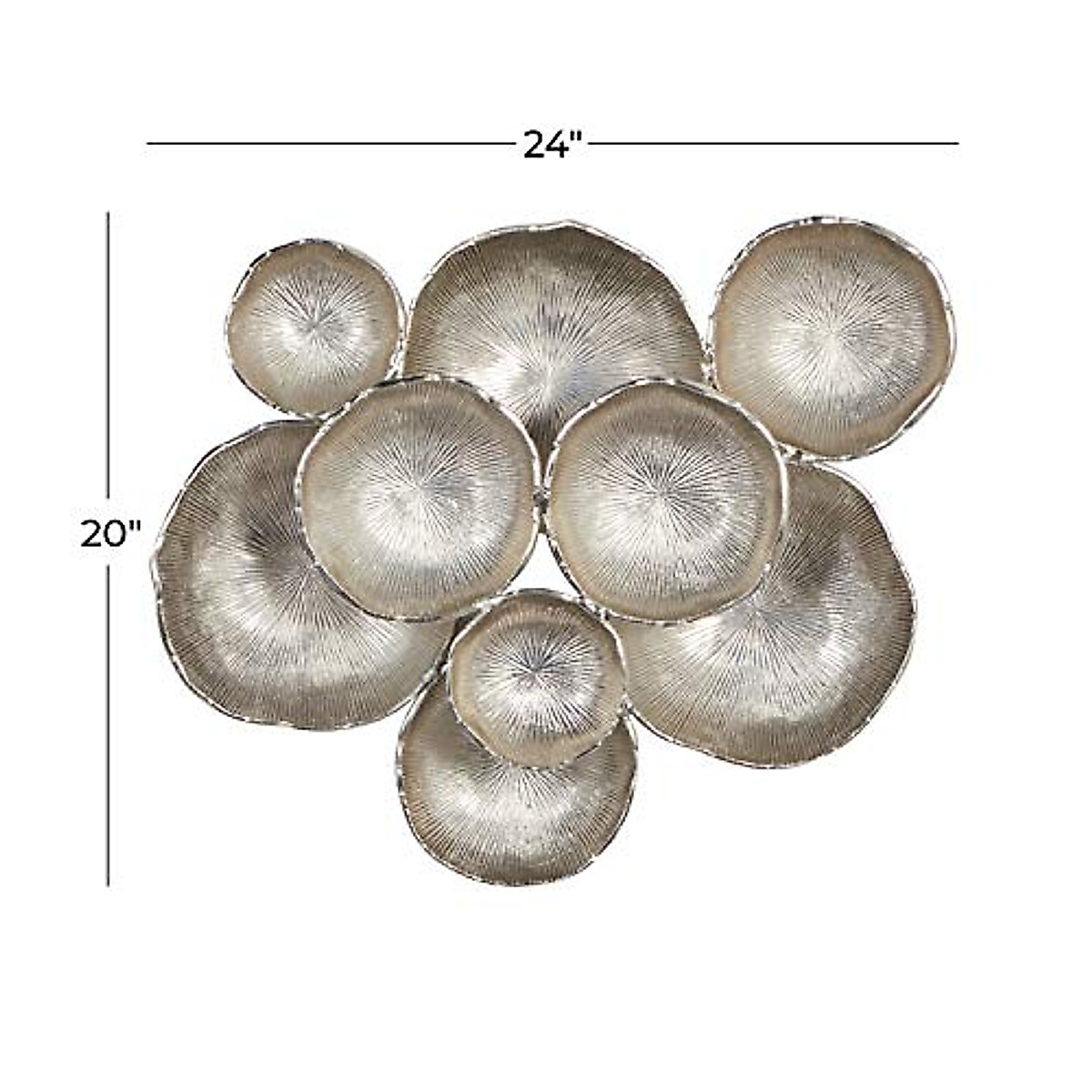 Deco 79 Aluminum Abstract Wall Decor, 24" x 5" x 20", Silver