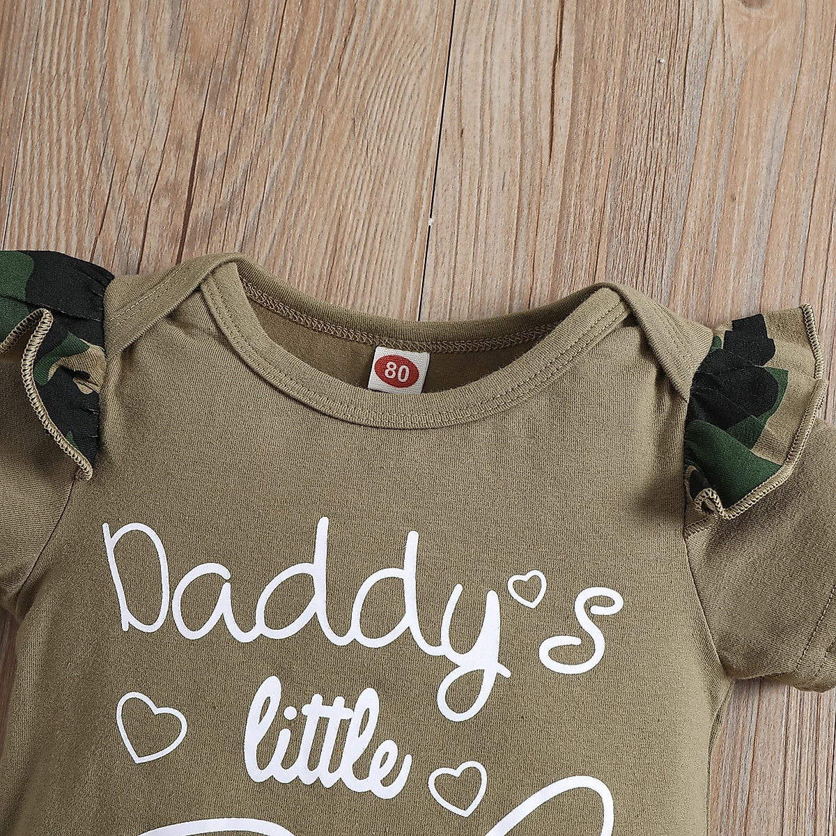 AMAWMW Daddys Little Girl Baby Clothes Ruffle Short Sleeve Romper Camo Bloomers Headband Newborn Infant Baby Girl Summer Outfit (Green, 0-6 Months)