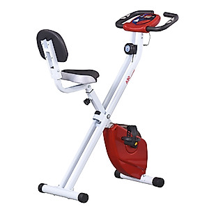 Soozier Foldable Upright Training Exercise Bike Indoor Stationary X Bike with 8 Levels of Magnetic Resistance for Aerobic Exercise, Red