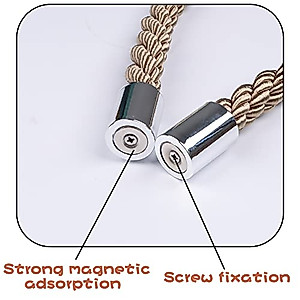 Groleca 2 Pack Strong Magnetic Curtain Tiebacks Curtain Holdbacks Curtain Pull Backs Curtain Ties Curtain Tie Backs with Thicker Twist Rope & Upgrade Strong Magnetic Tiebacks for Curtains (Camel, 2)