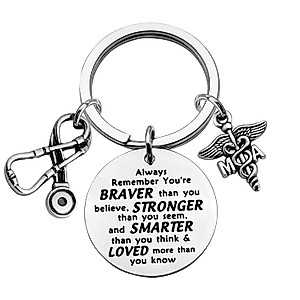 Medical Assistant keychains MA Gift Medical Assistant Graduation Gift Med School MA Inspiration Gifts You are Braver Stronger Smarter Than You Think (keychain)