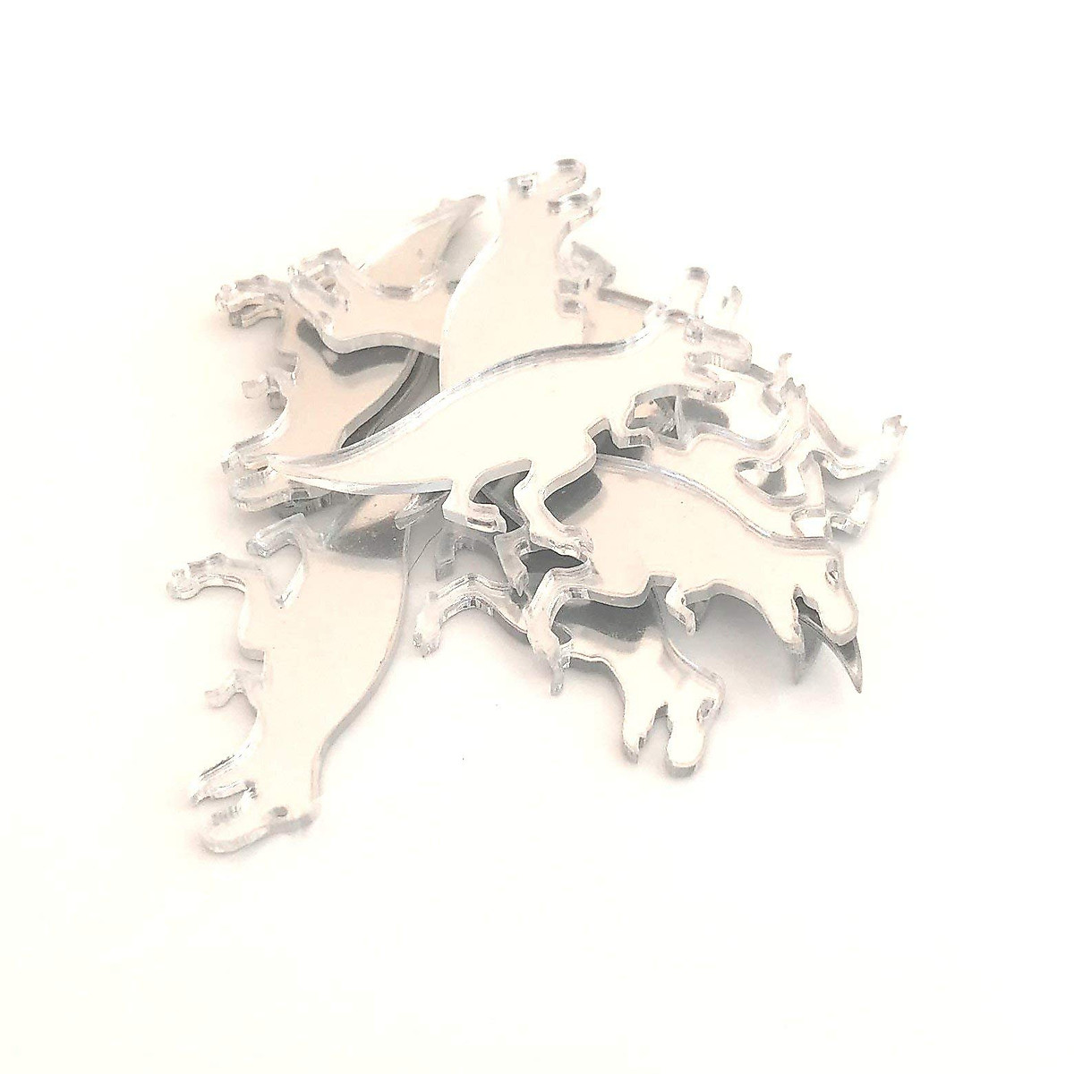 Super Cool Creations T-Rex Shaped Crafting Mirrors, Set of 10, Many Colours, Shatterproof Acrylic, Graphite, Pack of 20 x 2cm