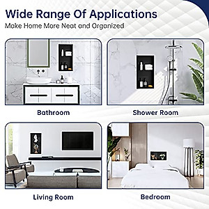 APPASO Shower Niche Insert 24" x 12" Matte Black Double Shelf Organizer, Square Corners 304 Stainless Steel Modern in Wall Bathroom Niche NO Tile Needed Niche de Douche