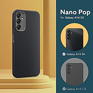 Caseology Nano Pop for Samsung Galaxy A14 5G Case [Military Grade Drop Tested] Dual Layer Silicone Case (2023) North America - Black Sesame