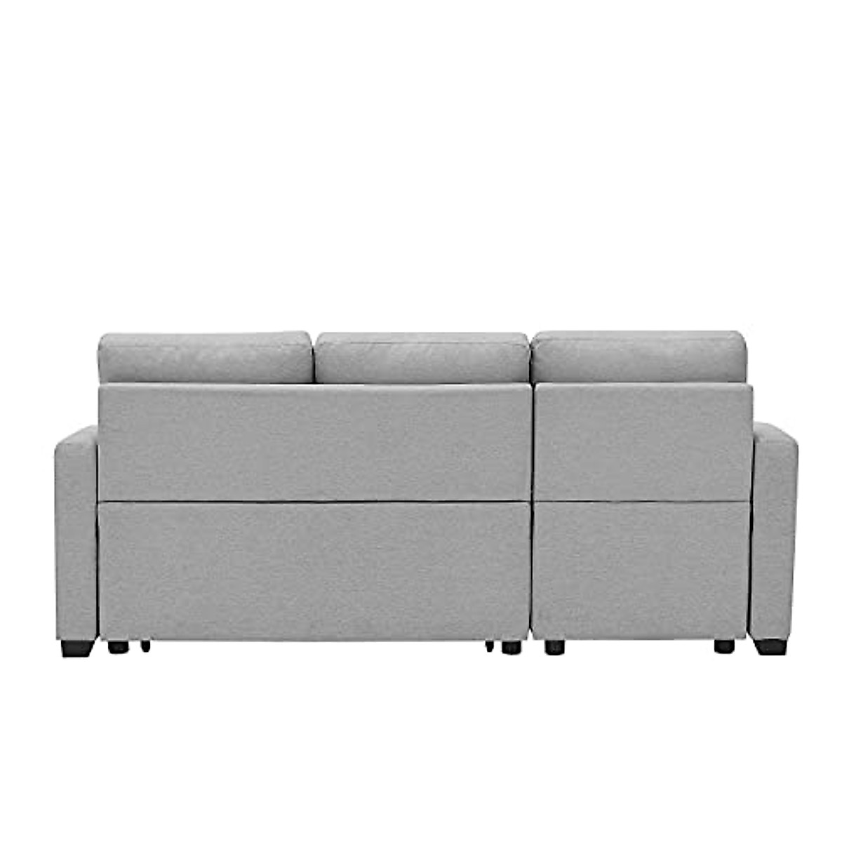 Yoglad Reversible Sectional Sofa Chaise for Living Room, Pull Out Bed Sleeper Couch with Storage, 81 inch Wide L-Shaped Couch with 2 Cup Holder, Gray Linen