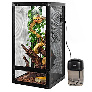 REPTI ZOO 120 Gallon Foldable Reptile Open Fresh Air Aluminum Screen Cage,Black Extra Large Reptiles Habitat Chameleon Breeding Cages 24x24x48-inches