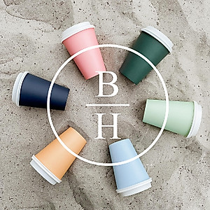 BrewHouse Disposable Coffee Cups with Lids | Luxury Paper Cups | Disposable Cups with Lids | Travel Coffee Cups | To Go Cups | Hot Cups | Paper Coffee Cups with Lids | (12oz - 25 Pack)